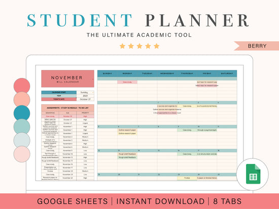 Student Planner | Google Sheets Template – Tulip Rd. Studio