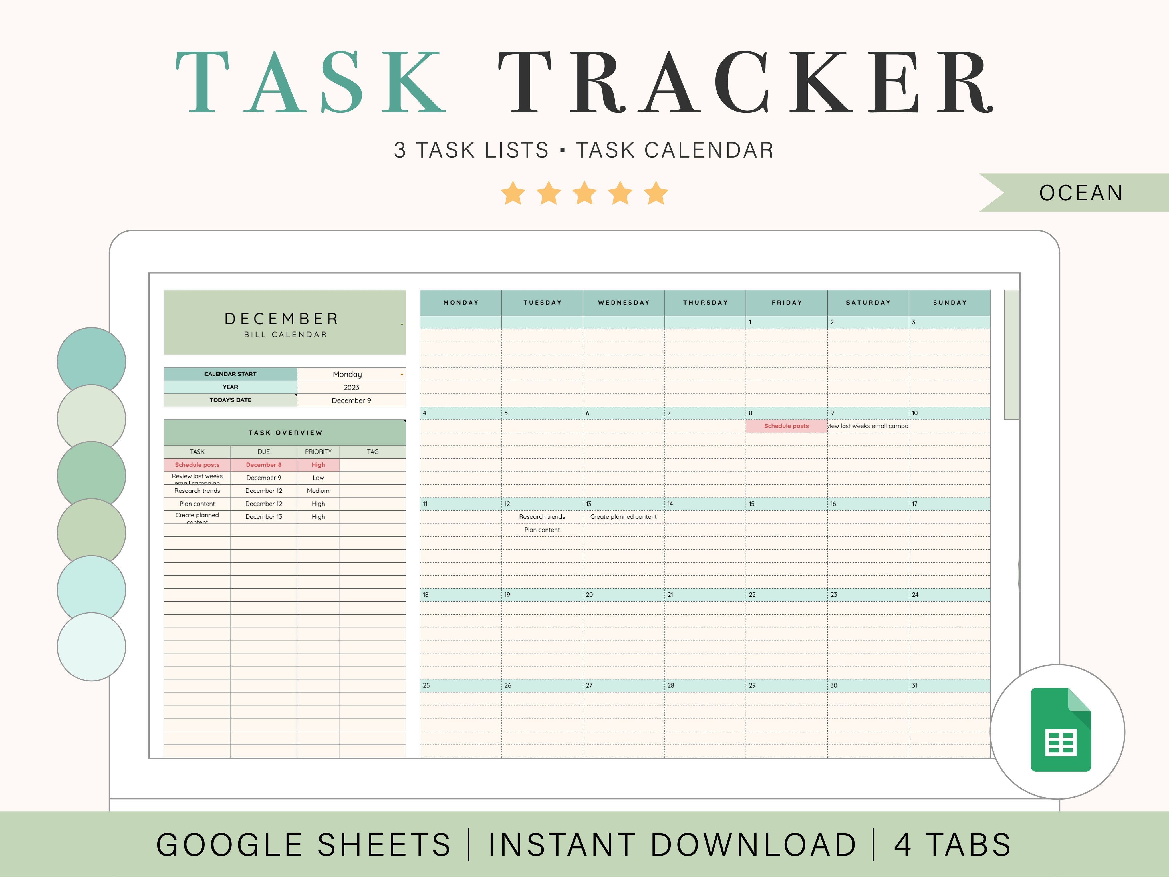 Task Tracking Spreadsheet | Google Sheets Template – Tulip Rd. Studio