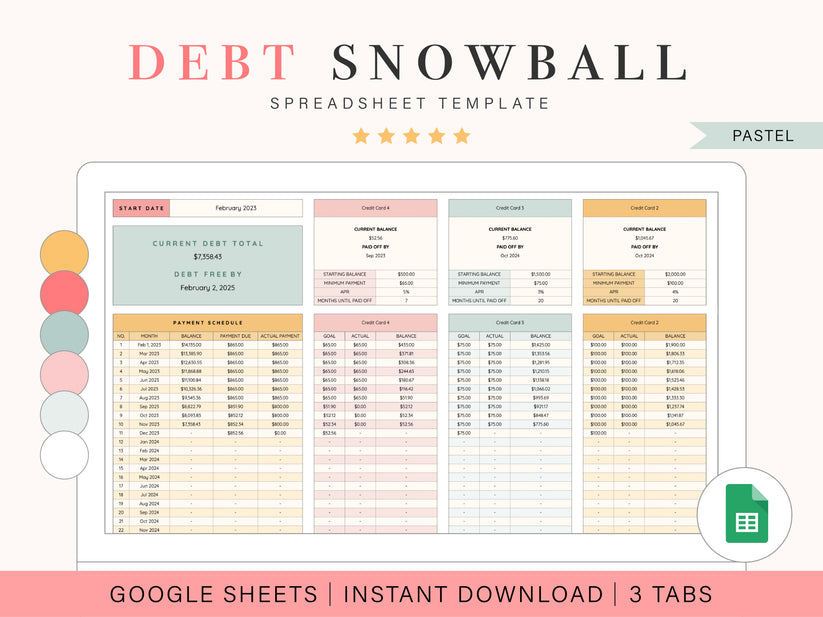 Debt Snowball Spreadsheet | Google Sheets Template – Tulip Rd. Studio