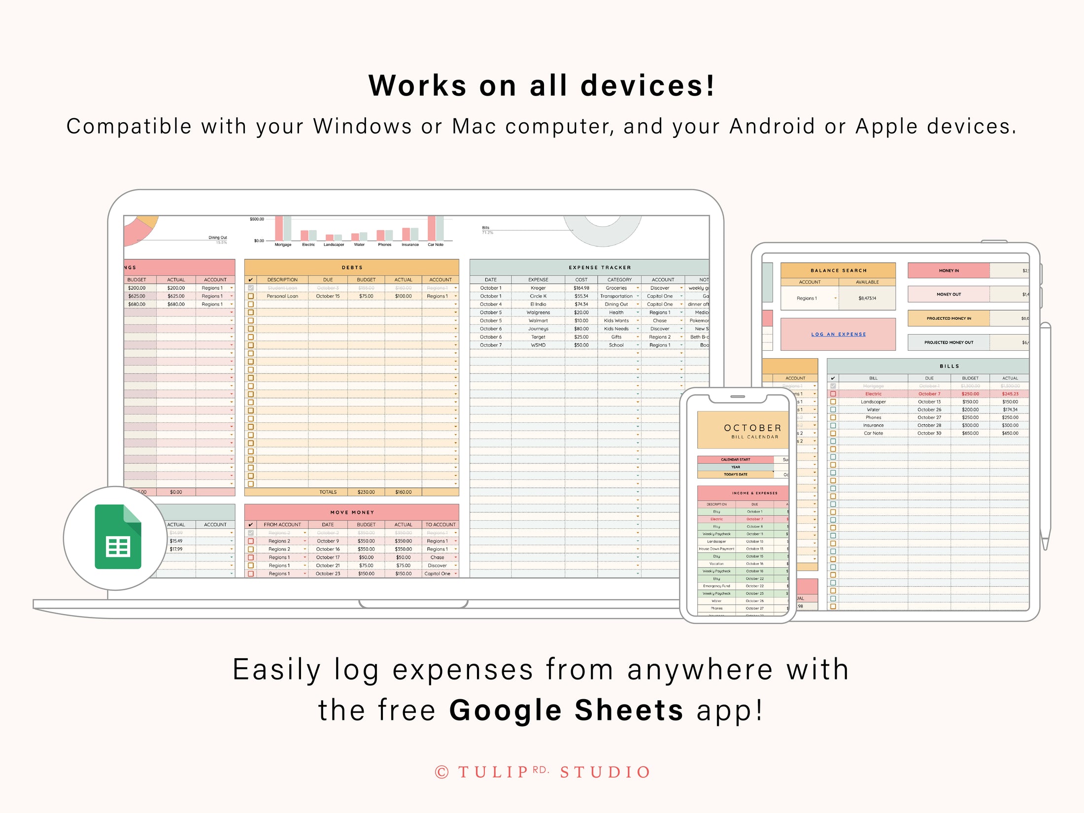 Multi-Account Budget Spreadsheet | Google Sheets Template – Tulip Rd ...