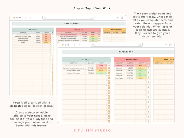 Student Planner | Google Sheets Template – Tulip Rd. Studio