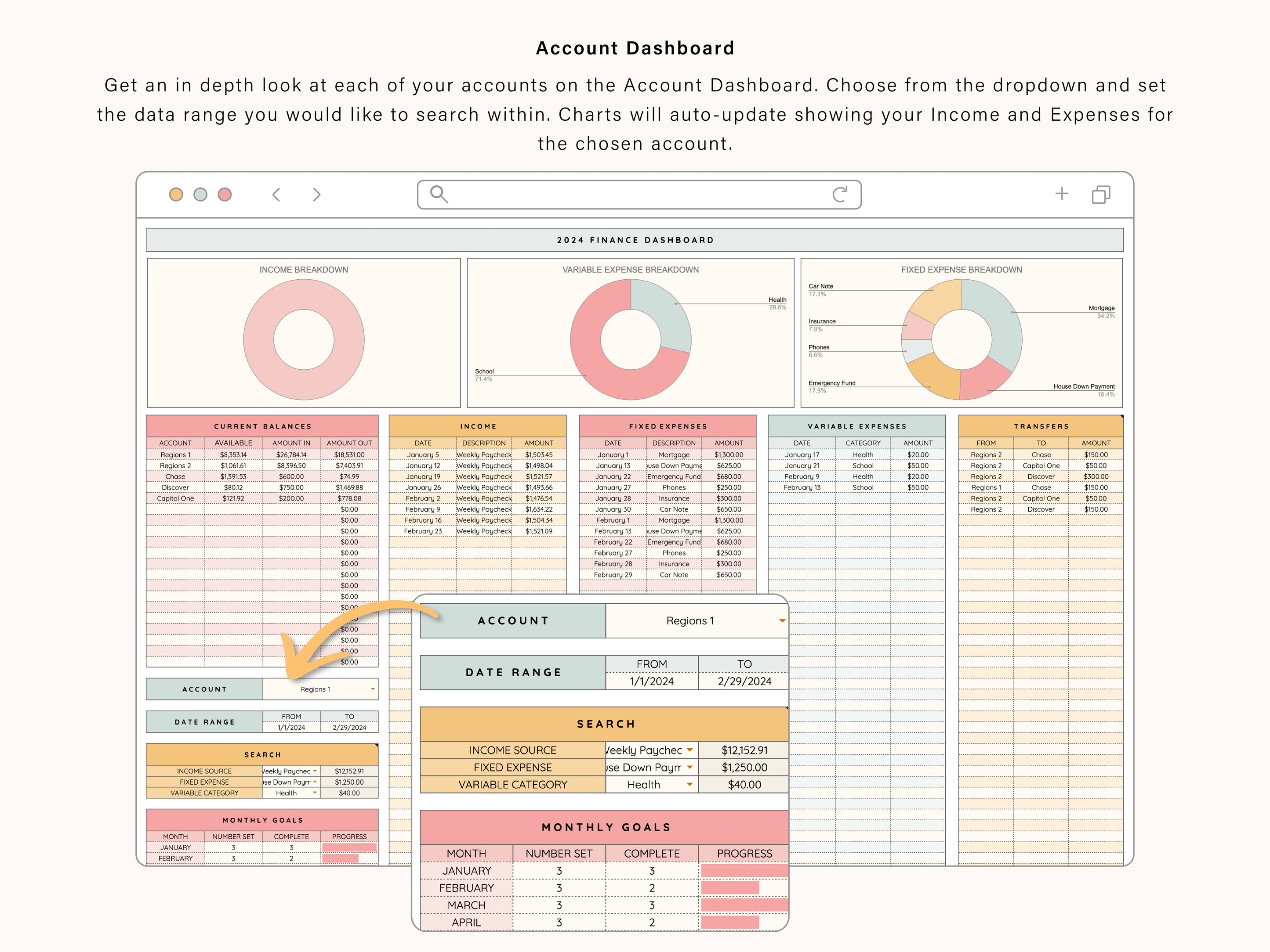 Multi-Account Budget Spreadsheet | Google Sheets Template – Tulip Rd ...