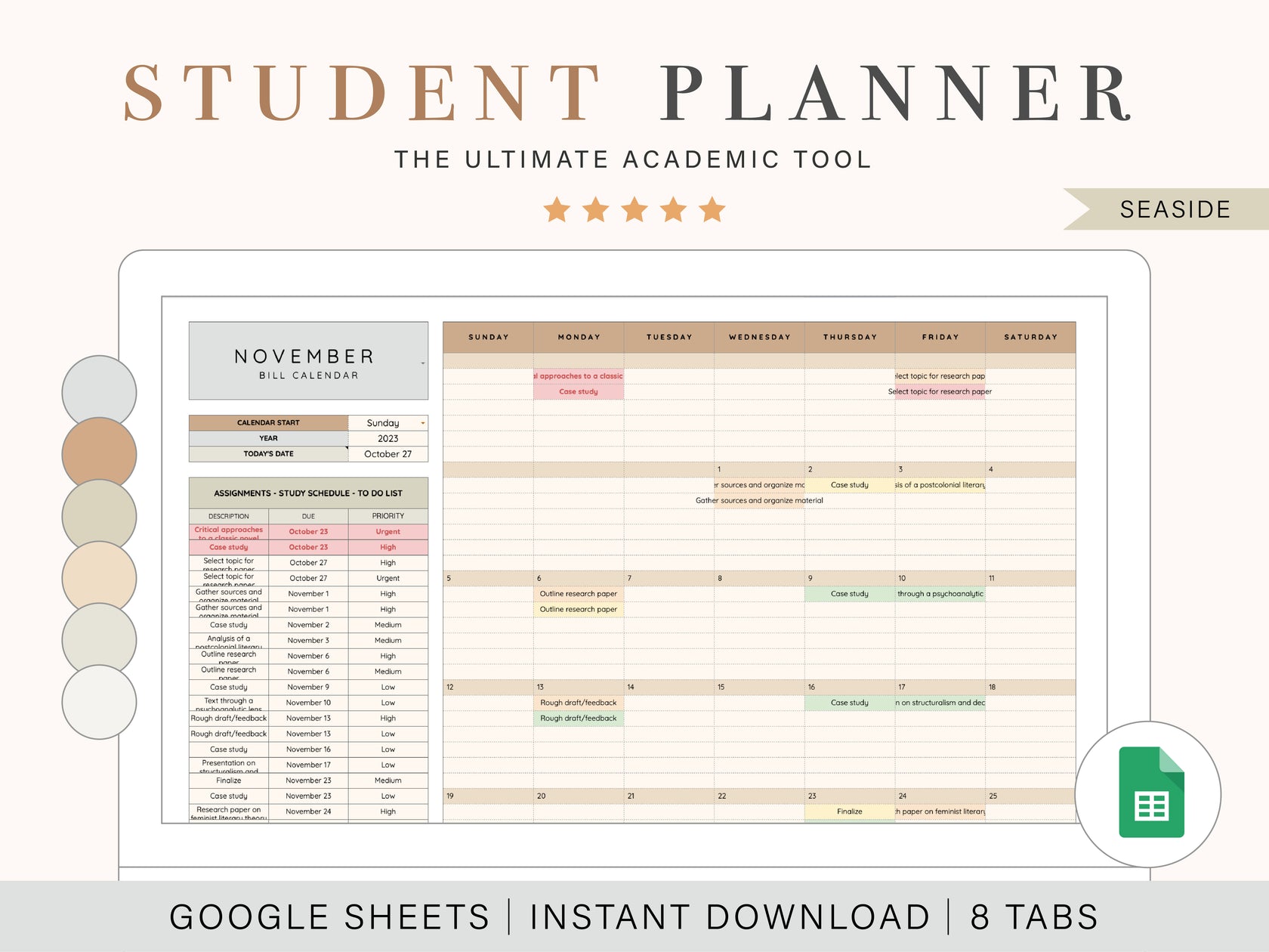 Student Planner | Google Sheets Template – Tulip Rd. Studio