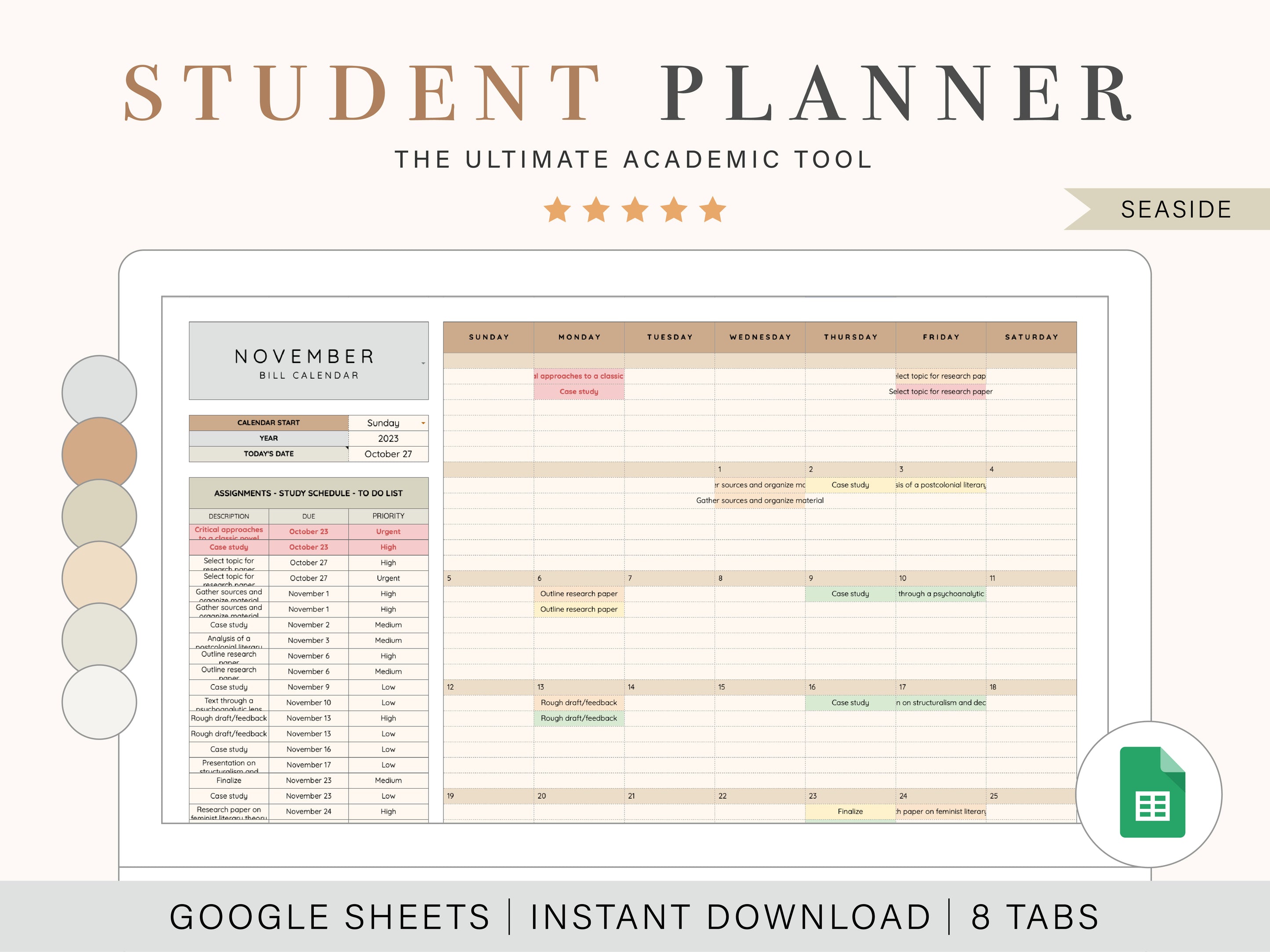 Student Planner | Google Sheets Template – Tulip Rd. Studio