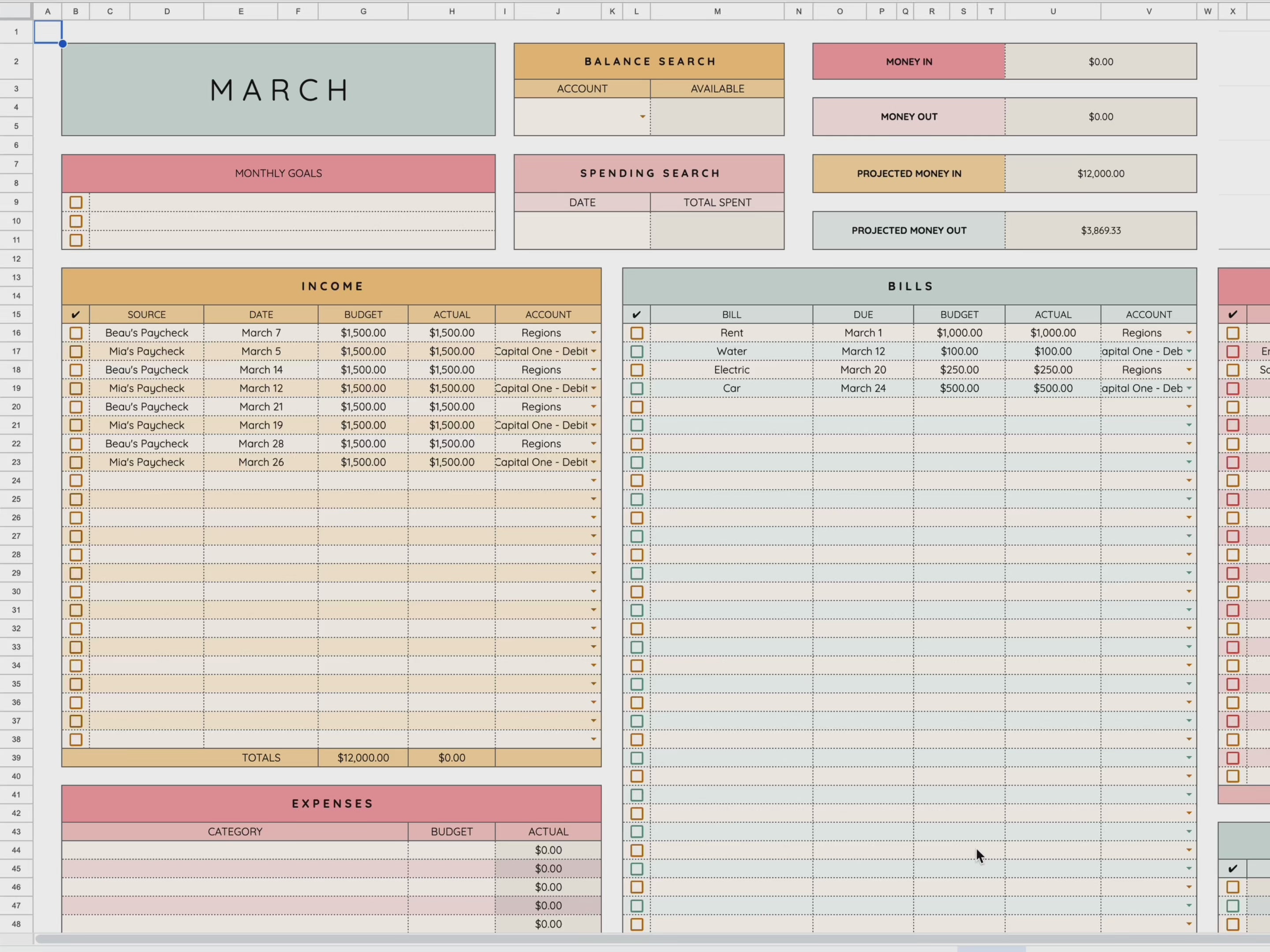All-In-One + Multi-Account Budget Spreadsheet | Google Sheets Template ...